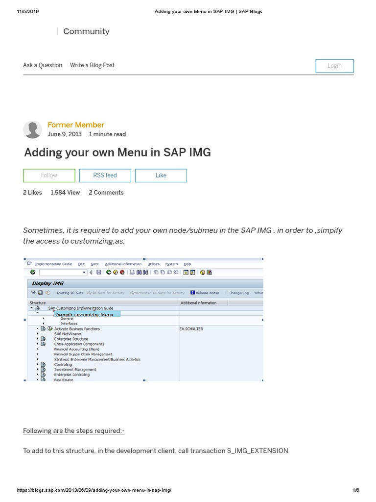 Adding Your Menu in Sap Img | PDF