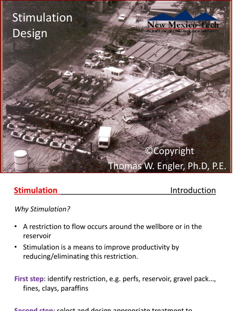 Stimulation Design: Thomas W. Engler, PH.D, P.E | PDF | Hydraulic ...