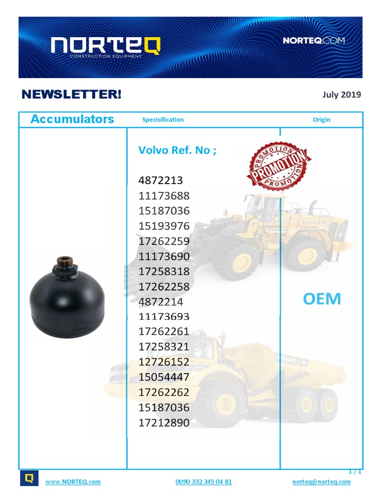 Hydraulic Accumulator Specifications | PDF