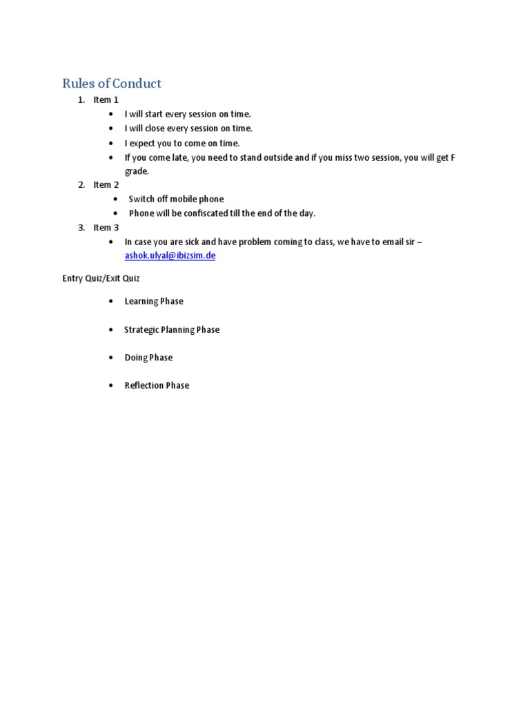 Session Rules and Conduct Guidelines | PDF
