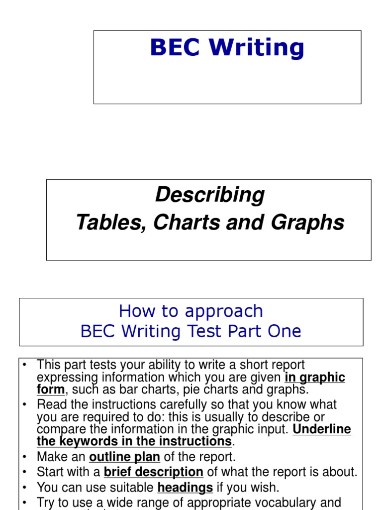 BEC Writing: Describing Tables, Charts and Graphs | PDF | Part Of ...