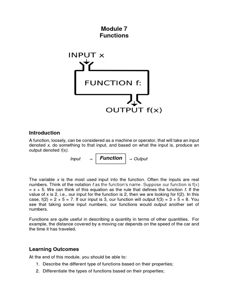 MATH 10 Module 7 Functions Final Sept 2018 | PDF | Calculus ...