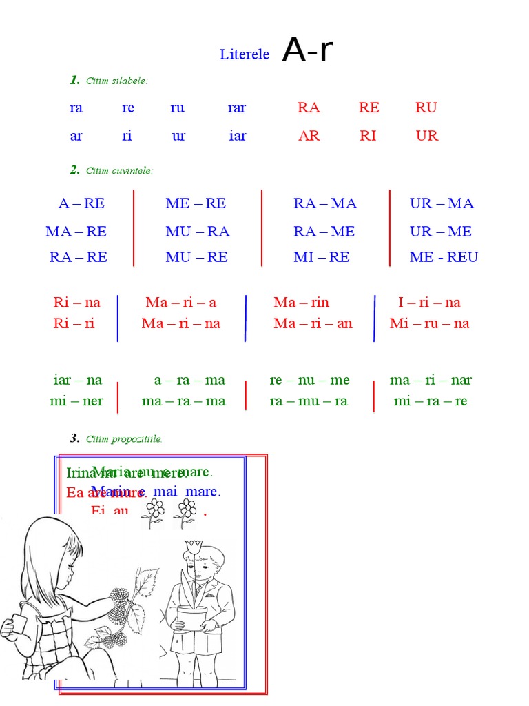 Cuvinte și propoziții cu silabe "ra" | PDF