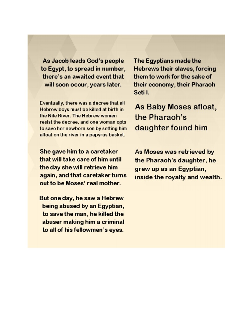 As Baby Moses Afloat, The Pharaoh's Daughter Found Him | PDF