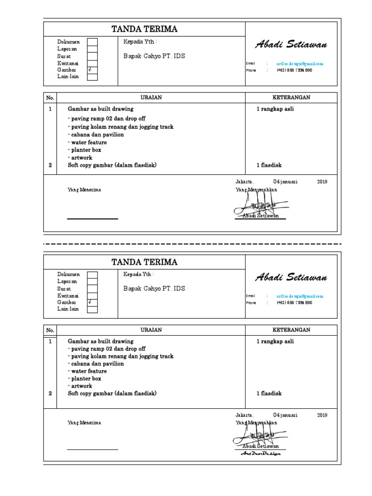 Form Tanda Terima PDF | PDF