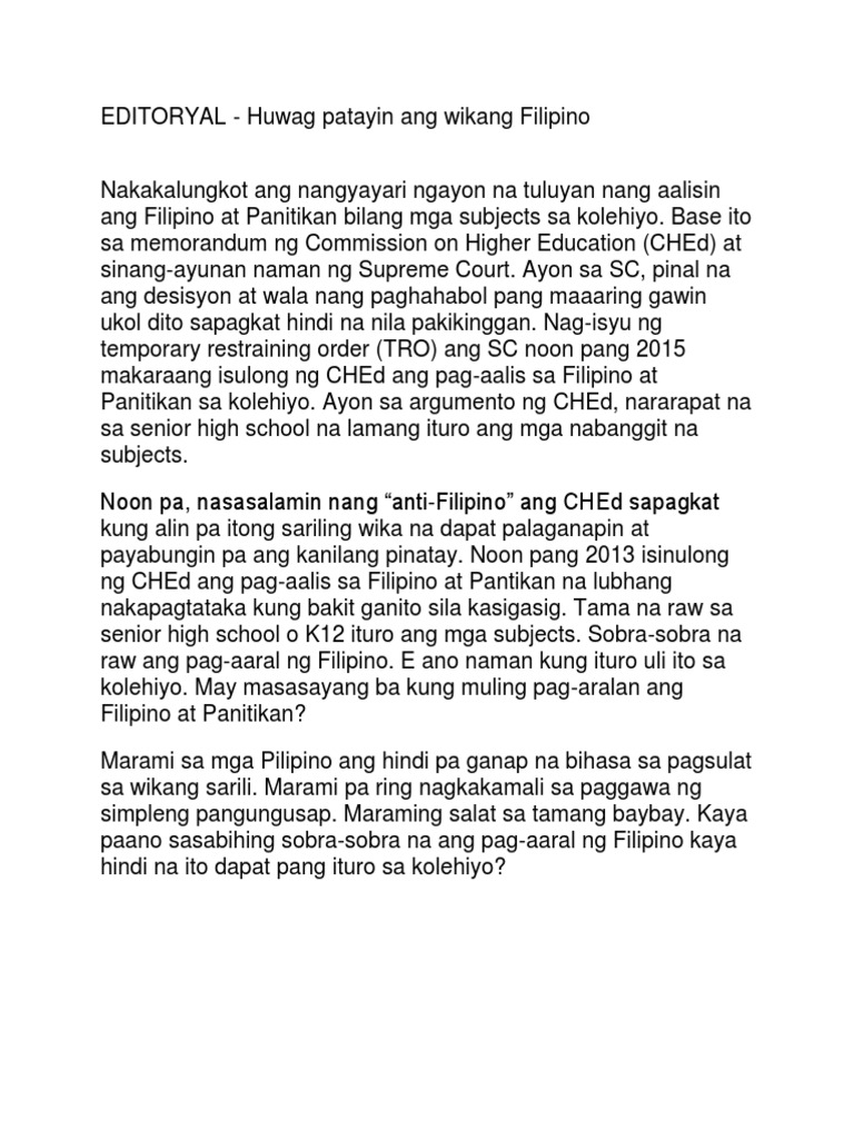 Pilipino Editoryal | PDF