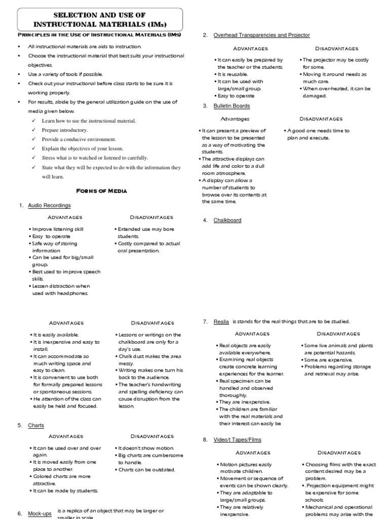 Selection and Use of Instructional Materials Handouts | PDF | Motivation | Motivational