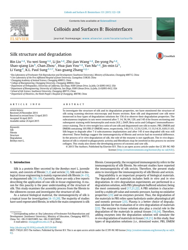 Silk Structure and Degradation | PDF | Silk | Implantation (Human Embryo)