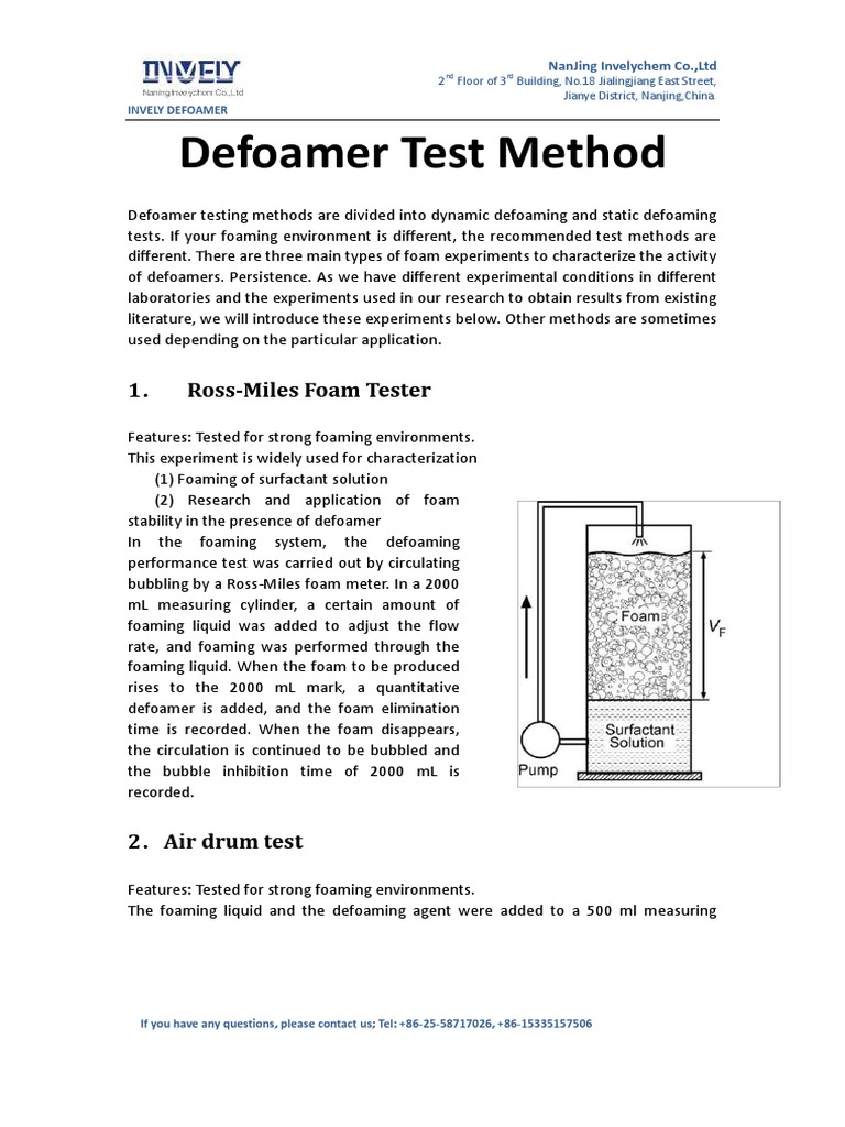 Defoamer Test Method: 1 Ross-Miles Foam Tester | PDF | Foam | Experiment