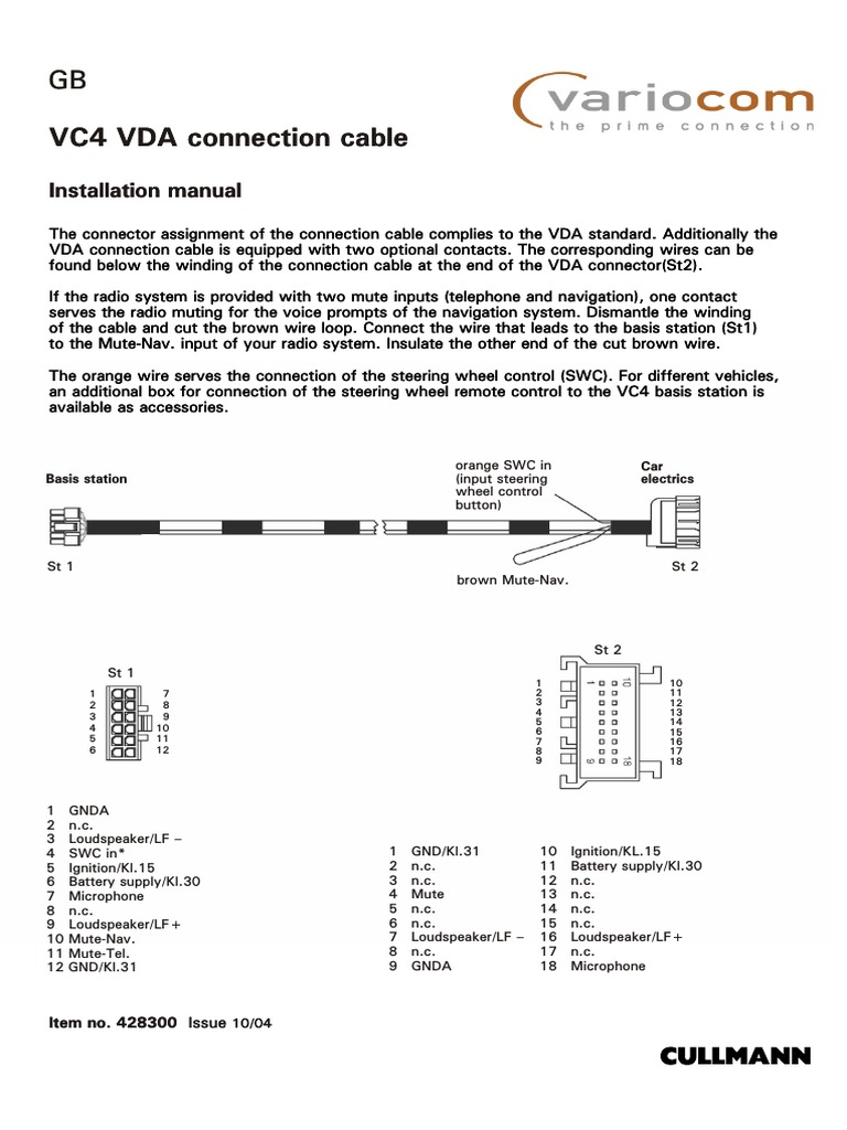 BA VC4 VDA Anschlusskabel GB | PDF | Electrical Connector | Vehicles