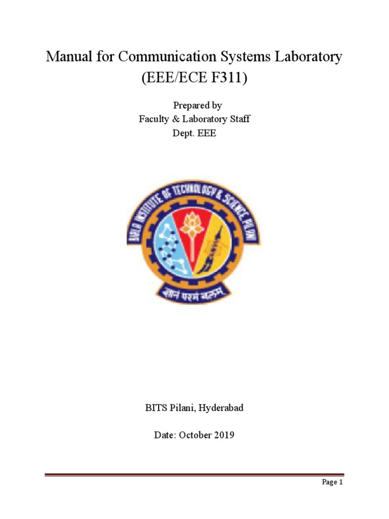 Manual For Communication Systems Laboratory (EEE/ECE F311) | PDF | Modulation | Broadcast ...