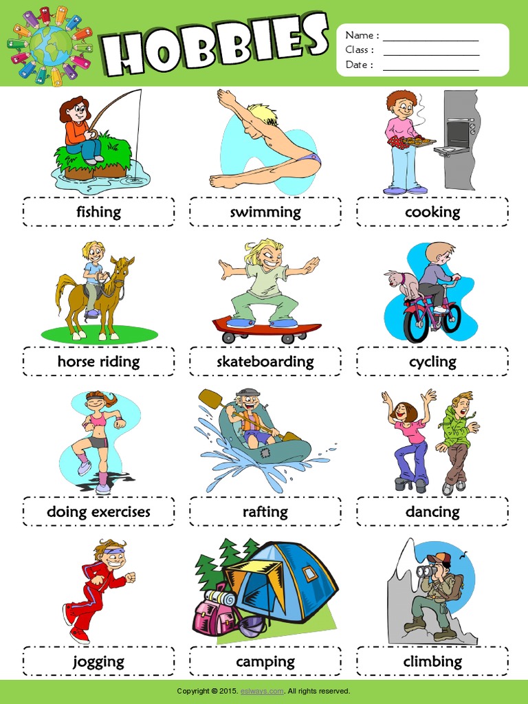 hobbies esl picture dictionary for kids.pdf