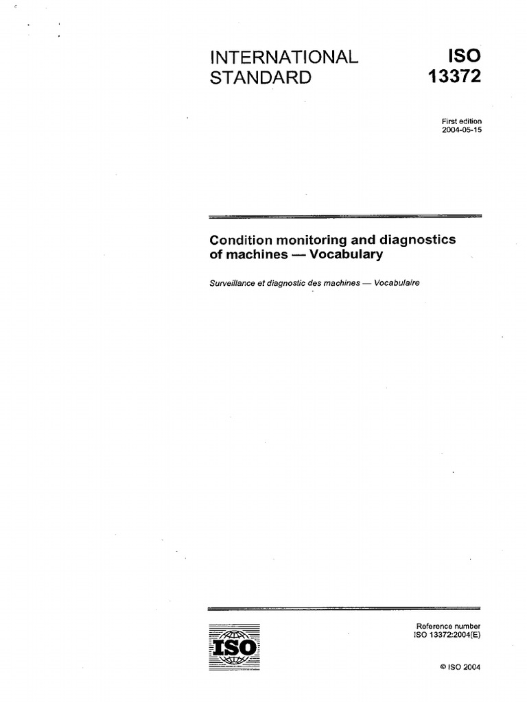 ISO 13372 Condition Monitoring and Diagnostics of Machines - Vocabulary ...