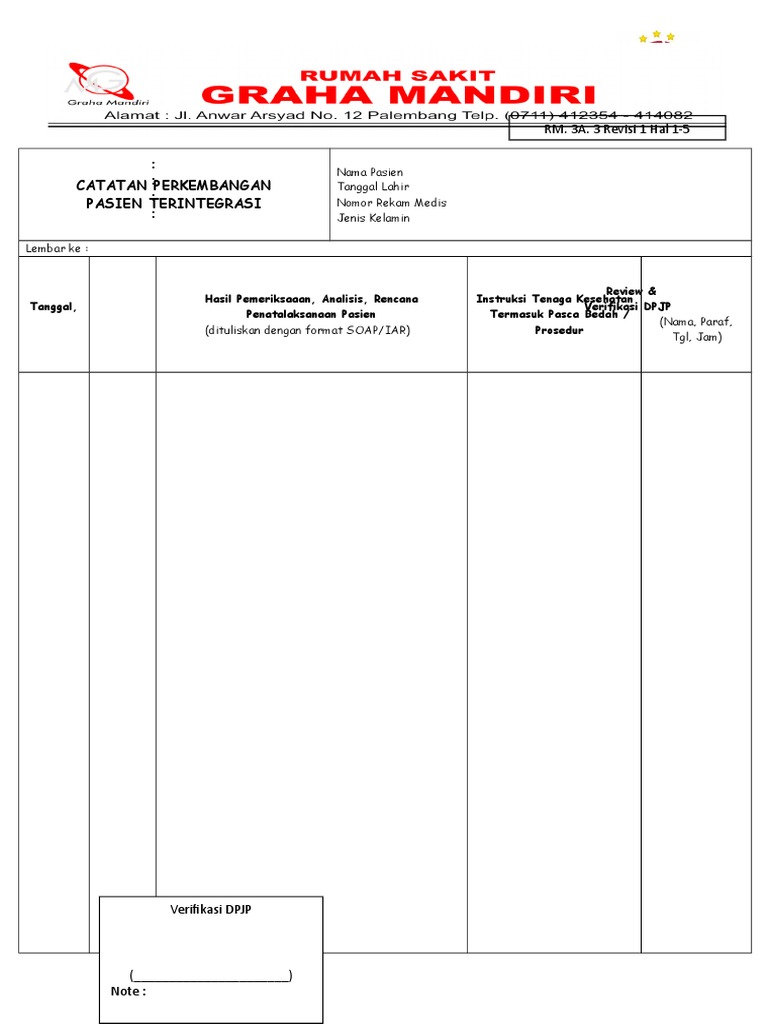 CPPT Rawat Inap (Formulir) (Contoh) PDF, 40% OFF
