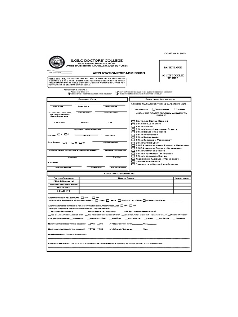 IDC Entrance Exam Form | PDF | Bachelor's Degree | University And ...