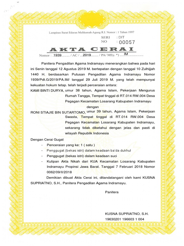 Akta Cerai | PDF