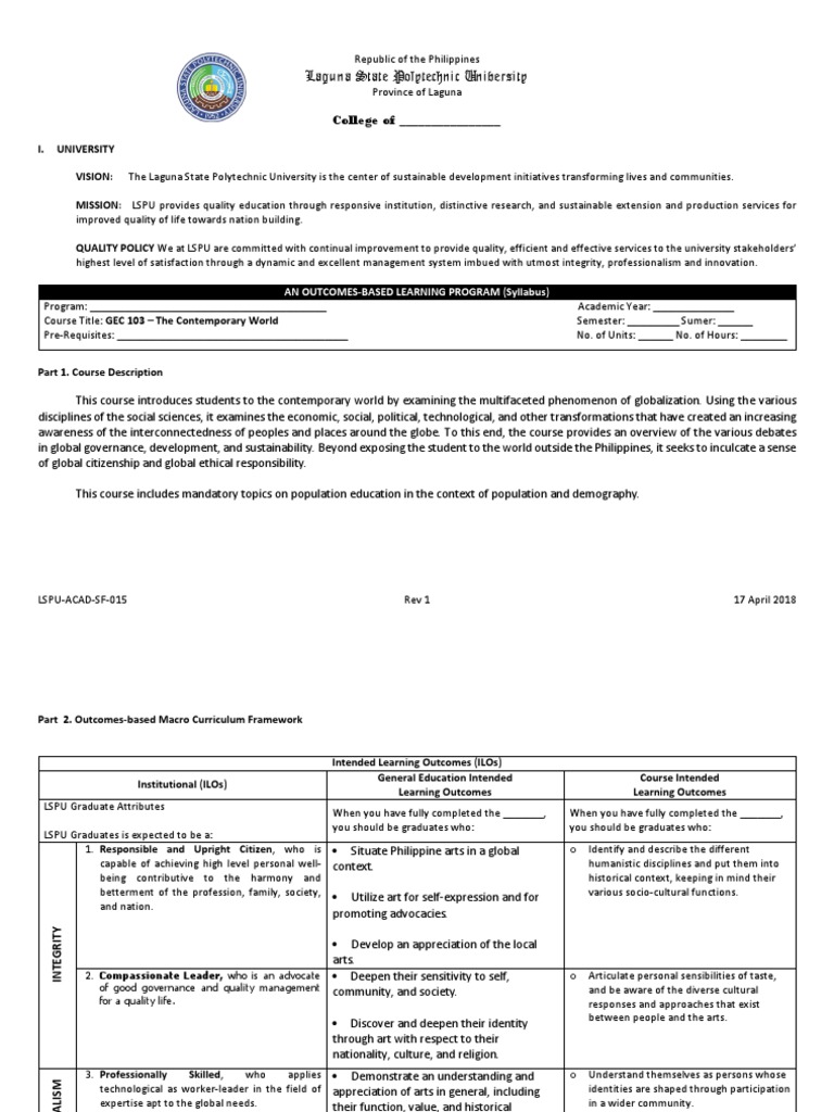 Laguna State Polytechnic University: College of | PDF | Globalization ...