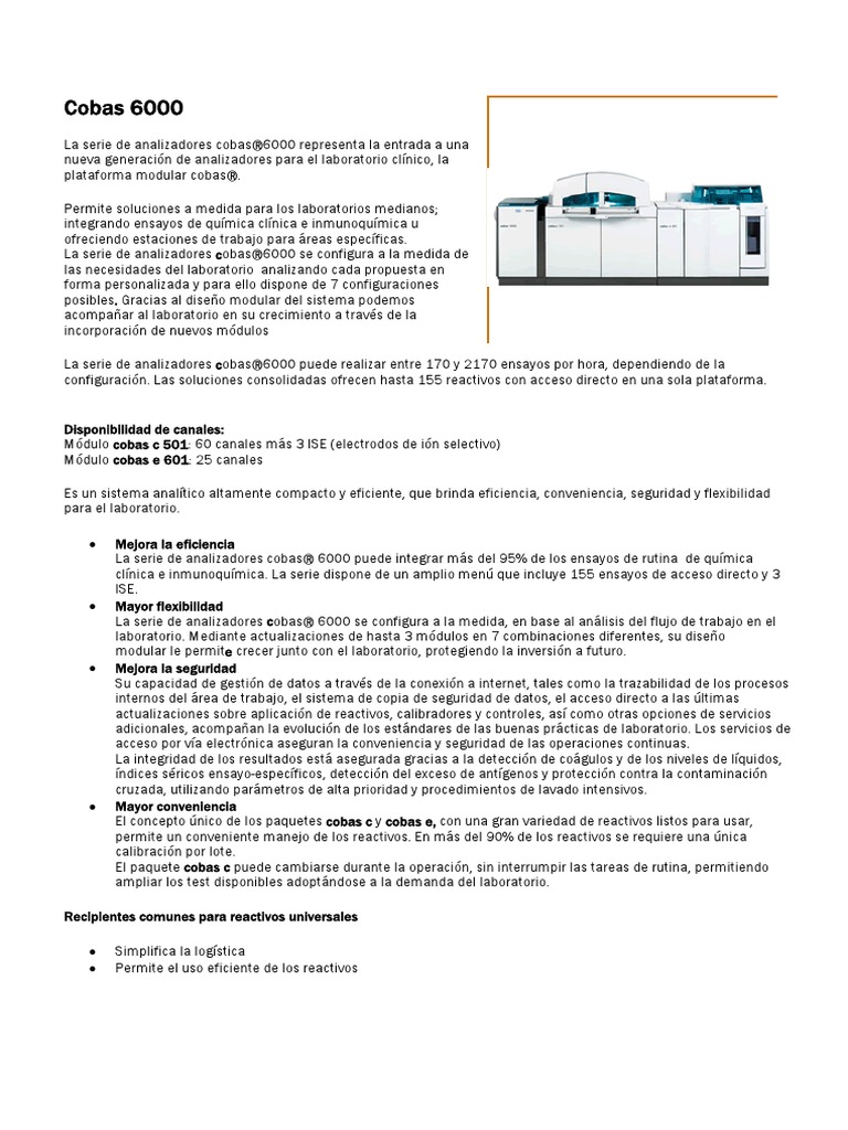 COBAS 6000 - Folleto | PDF | Laboratorios | Internet