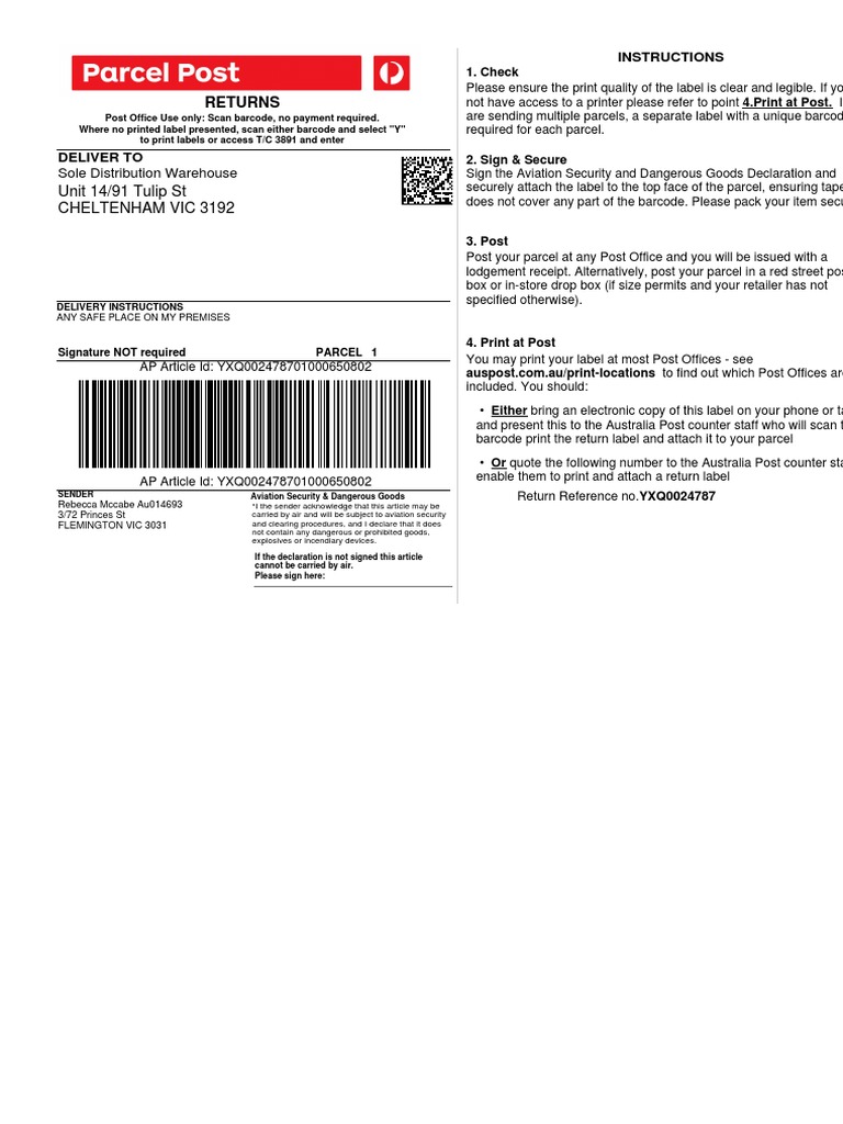 Eparcel Post Return-20190328123538 | PDF | United States Postal Service ...