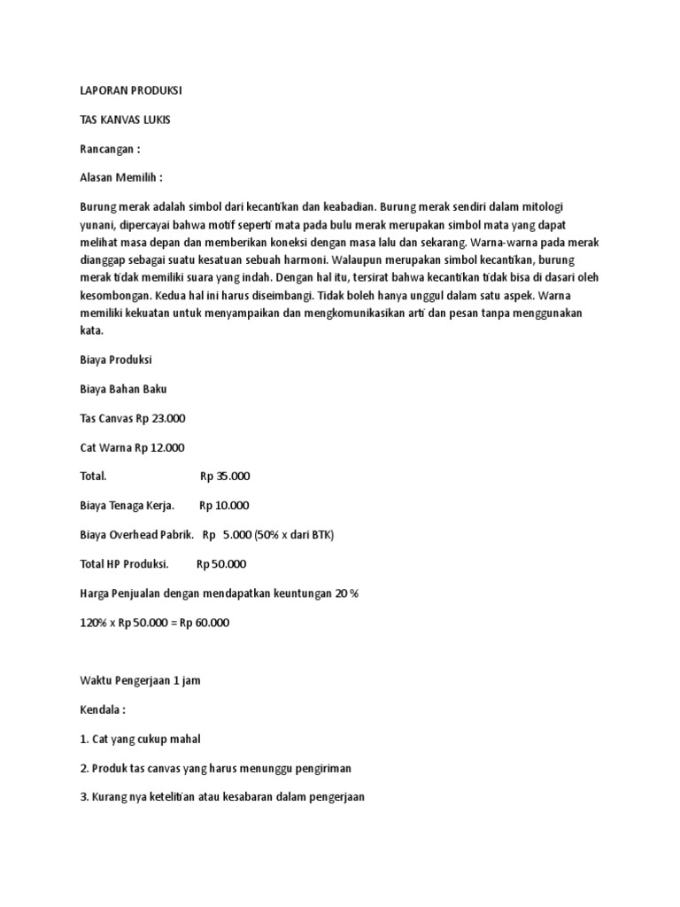 Laporan Produksi Pkwu | PDF