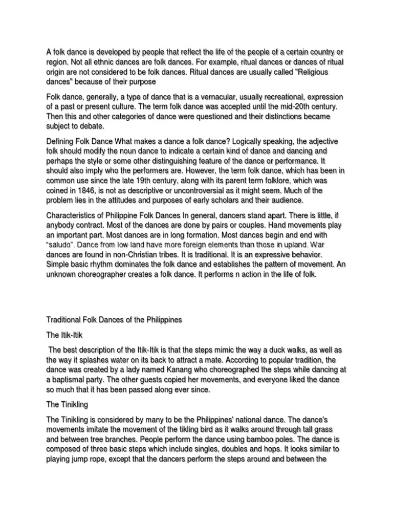 Philippine Folk Dance Guide | PDF | Dances | Folklore