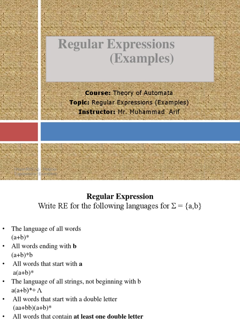 Week 03 A Regular Expressions Examples | PDF | String (Computer Science ...