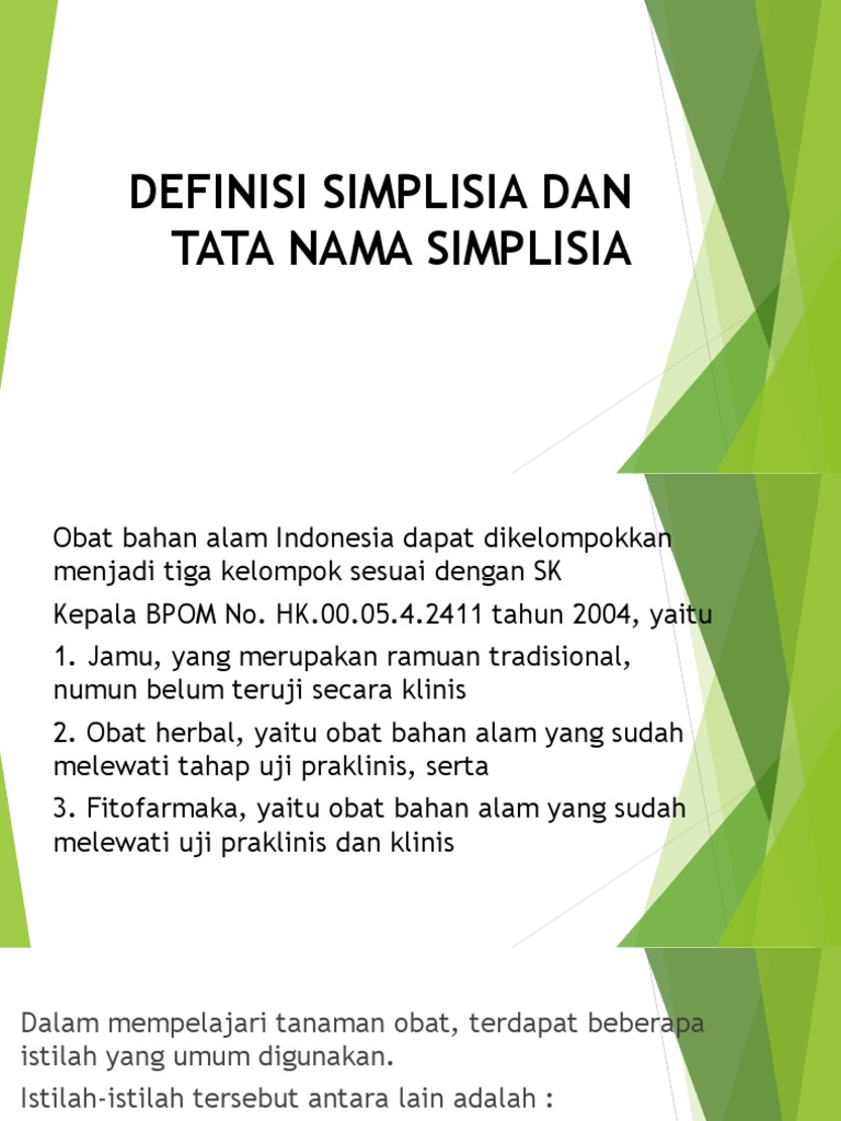 Definisi Simplisia Dan Tata Nama Simplisia | PDF