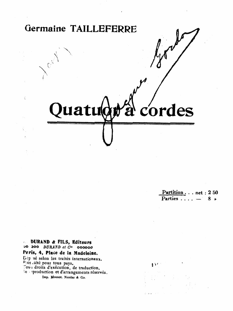 Tailleferre - String Quartet (Score) | PDF