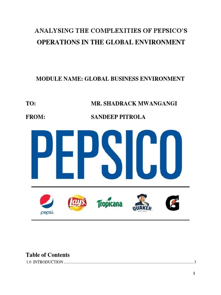 Analysing The Complexities of Pepsico'S Operations in The Global ...