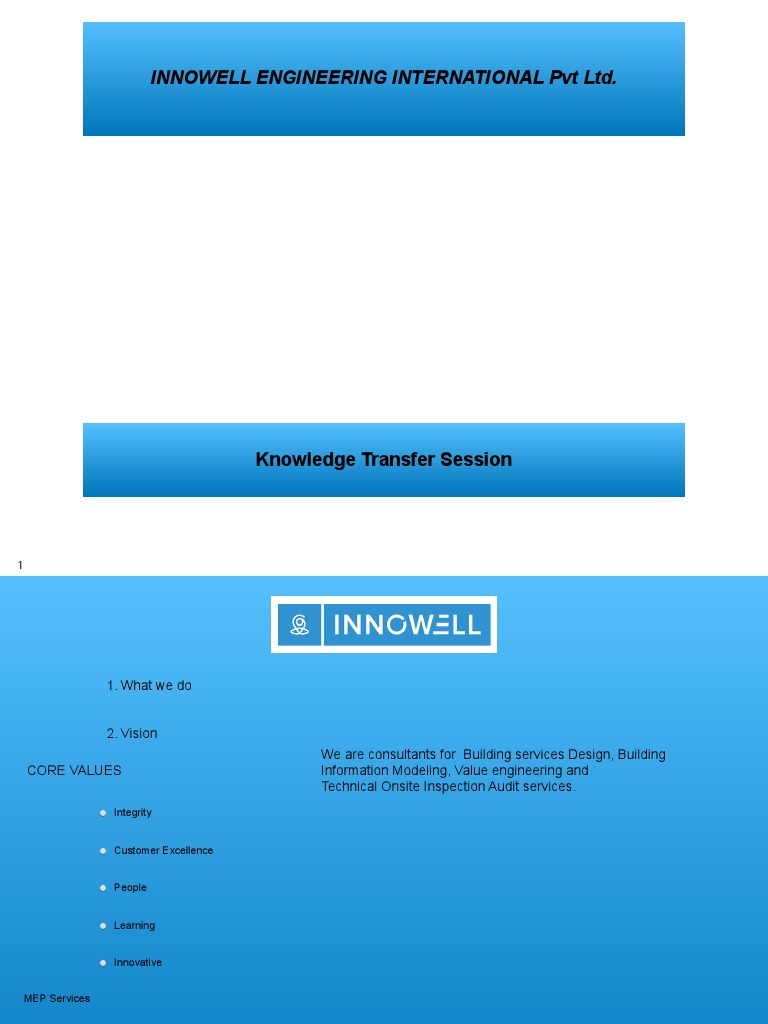 Innowell Engineering International PVT LTD.: Knowledge Transfer Session ...