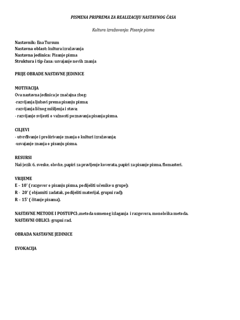 Pisanje Pisma (Obrada) | PDF