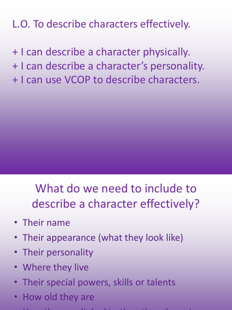 Character Description Techniques | PDF