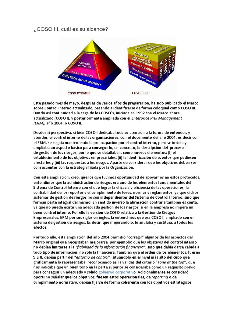 Modelo Coso Iii | Descargar gratis PDF | Ingeniería de confiabilidad | Responsabilidad