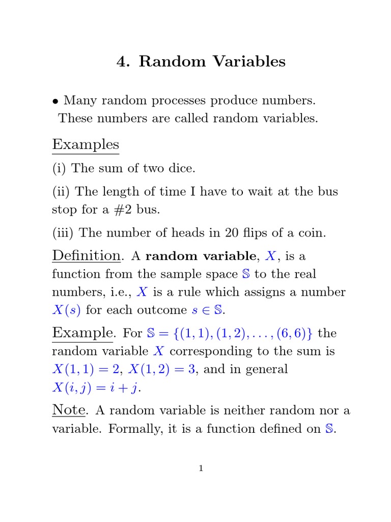 Random Variables | PDF | Random Variable | Expected Value