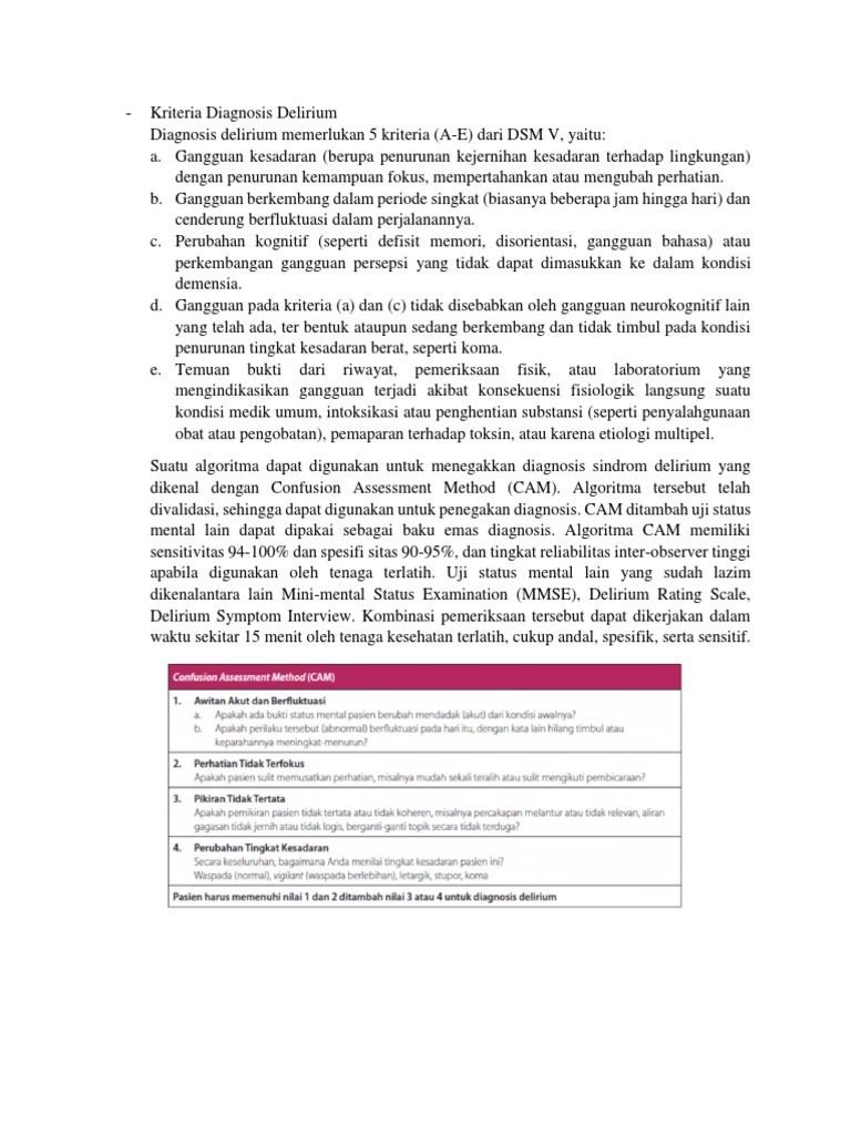 Kriteria Diagnosis Delirium Menurut DSM-5 | PDF | Pengembangan Diri ...