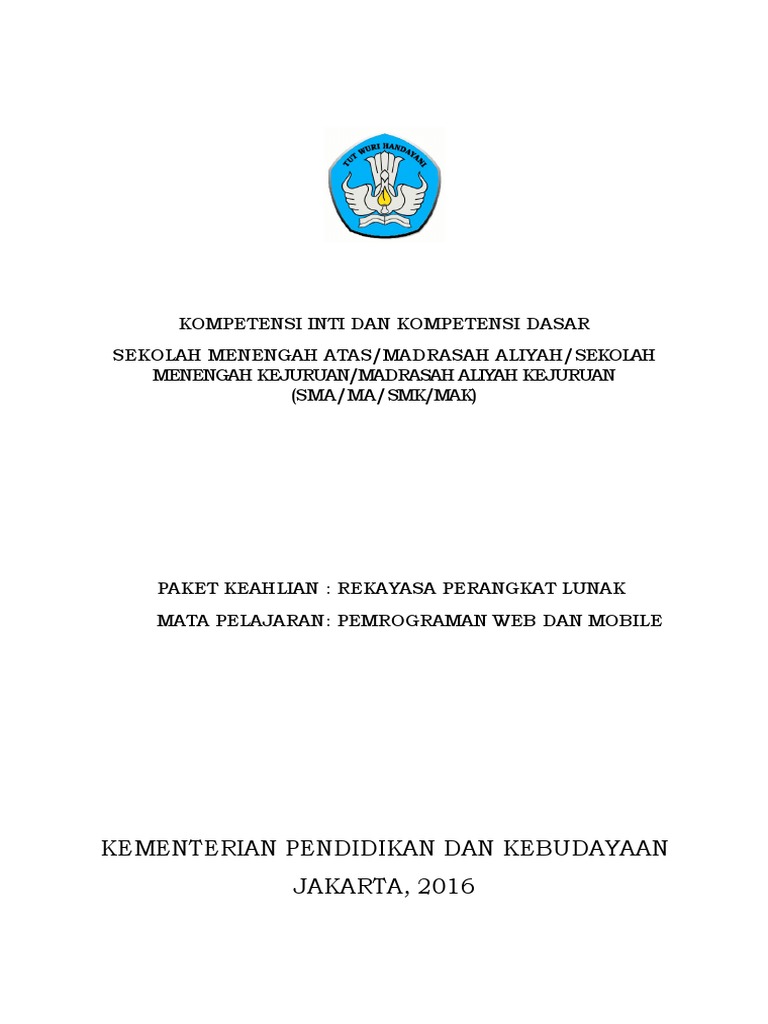 19 KI KD Pemrograman Web Dan Mobile XI SMK 2016 | PDF
