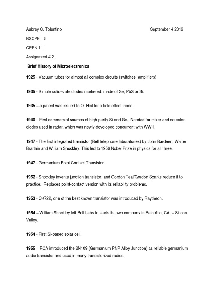 History of Microelectronics | PDF | Transistor | Integrated Circuit