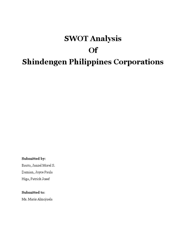SWOT Analysis: Shindengen PH | PDF | Self-Improvement