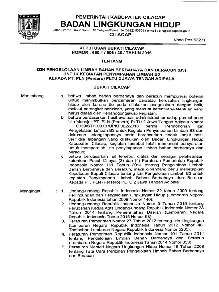 Izin Tps Limbah b3 | PDF
