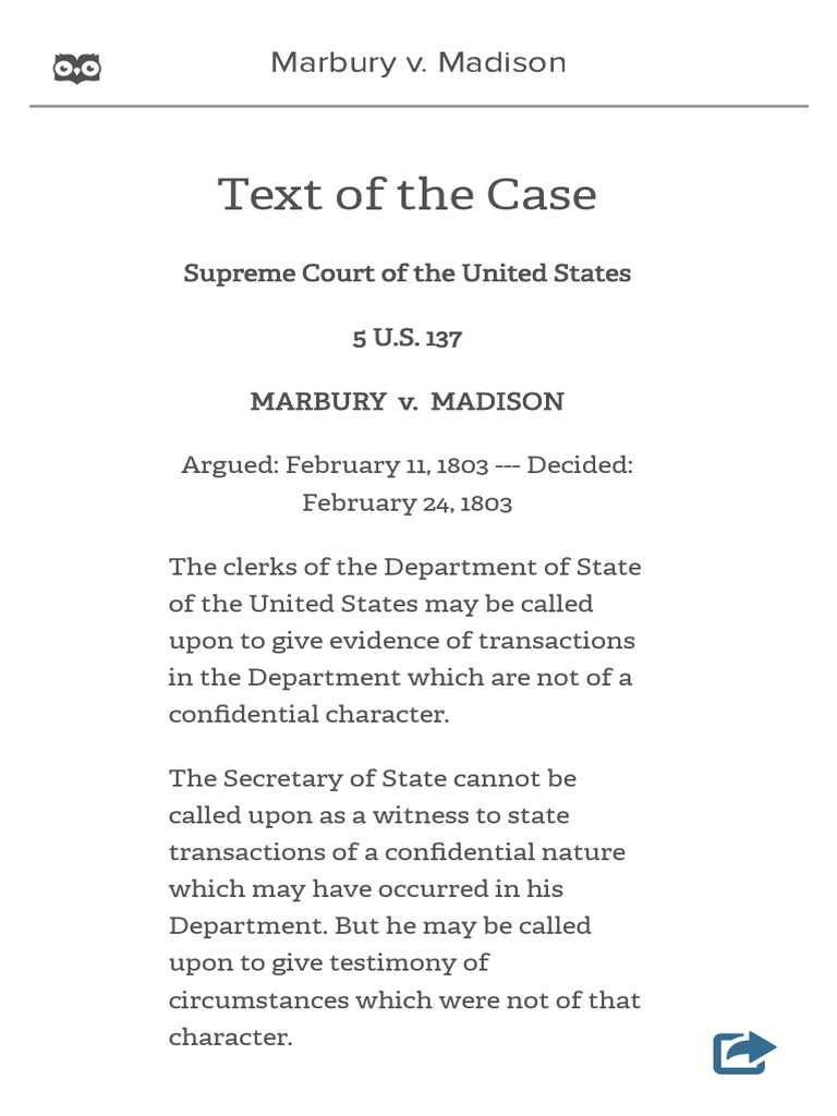 Marbury v. Madison Judicial Review | PDF | Marbury V. Madison | Mandamus