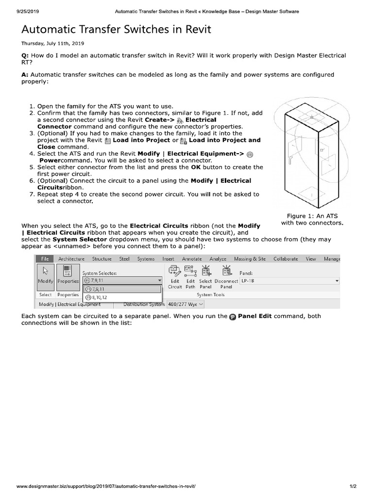 Automatic Transfer Switches in Revit | PDF
