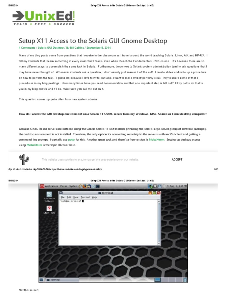 Setup X11 Access To The Solaris GUI Gnome Desktop - UnixEd | PDF ...