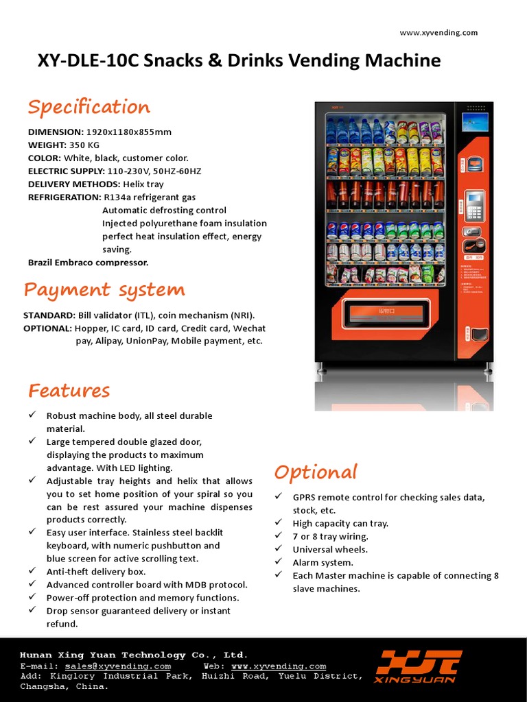 XY-DLE-10C Snacks & Drinks Vending Machine | PDF