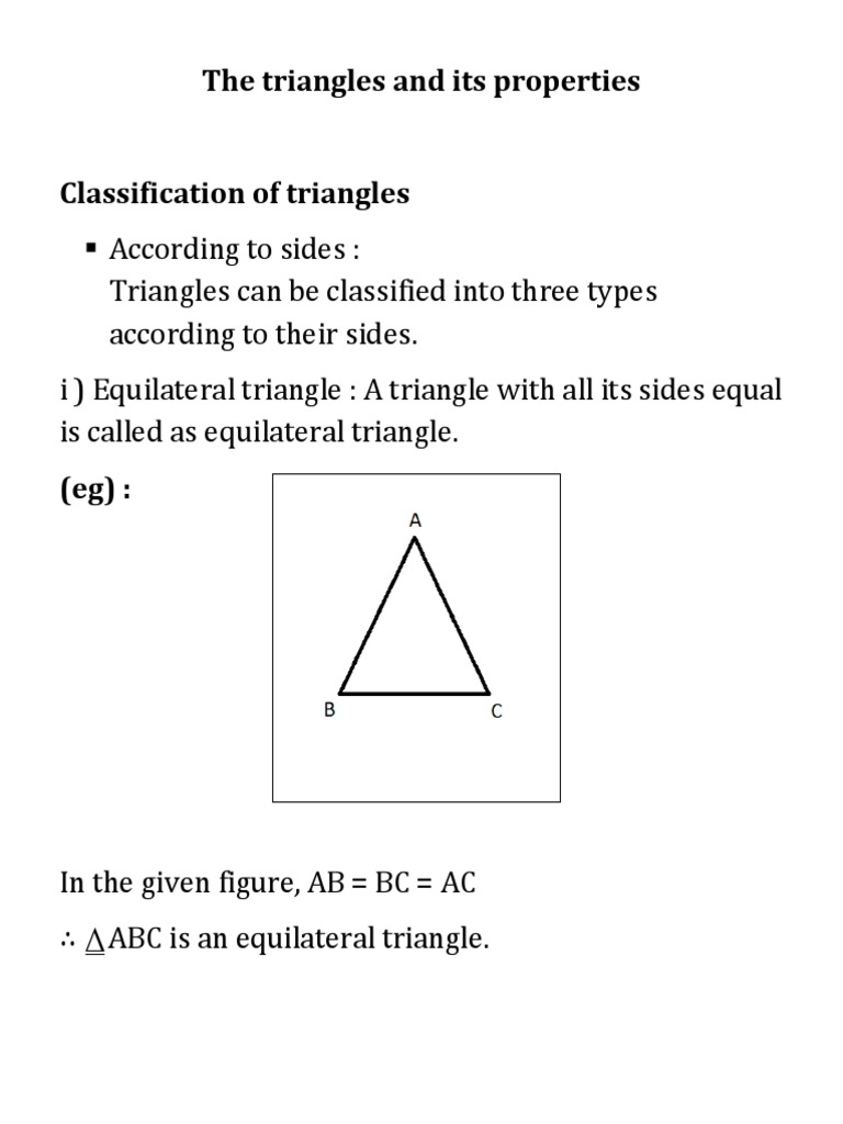 The Triangles and Its Properties | PDF | Teaching Methods & Materials