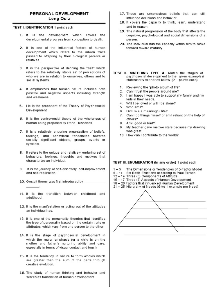 PERDEV Long-Quiz Final | PDF | Developmental Psychology | Personality ...