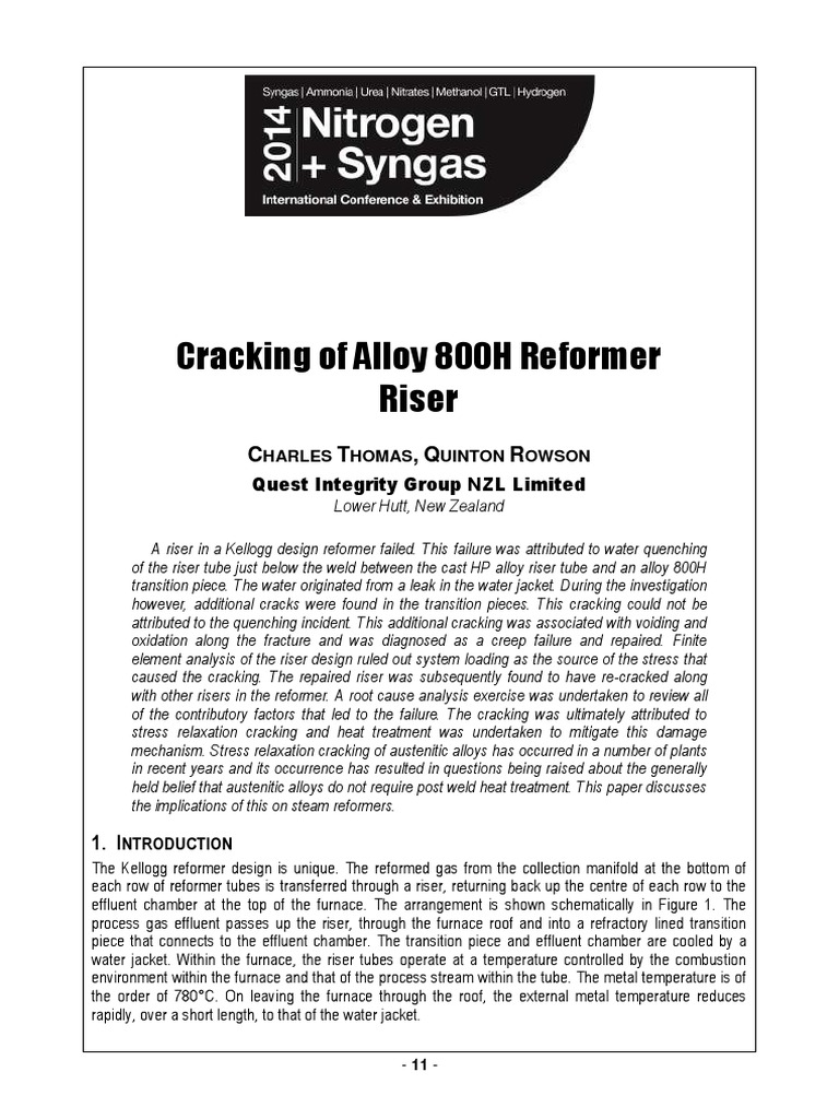 Cracking of Alloy 800H Reformer Riser | PDF | Fracture | Mechanical ...