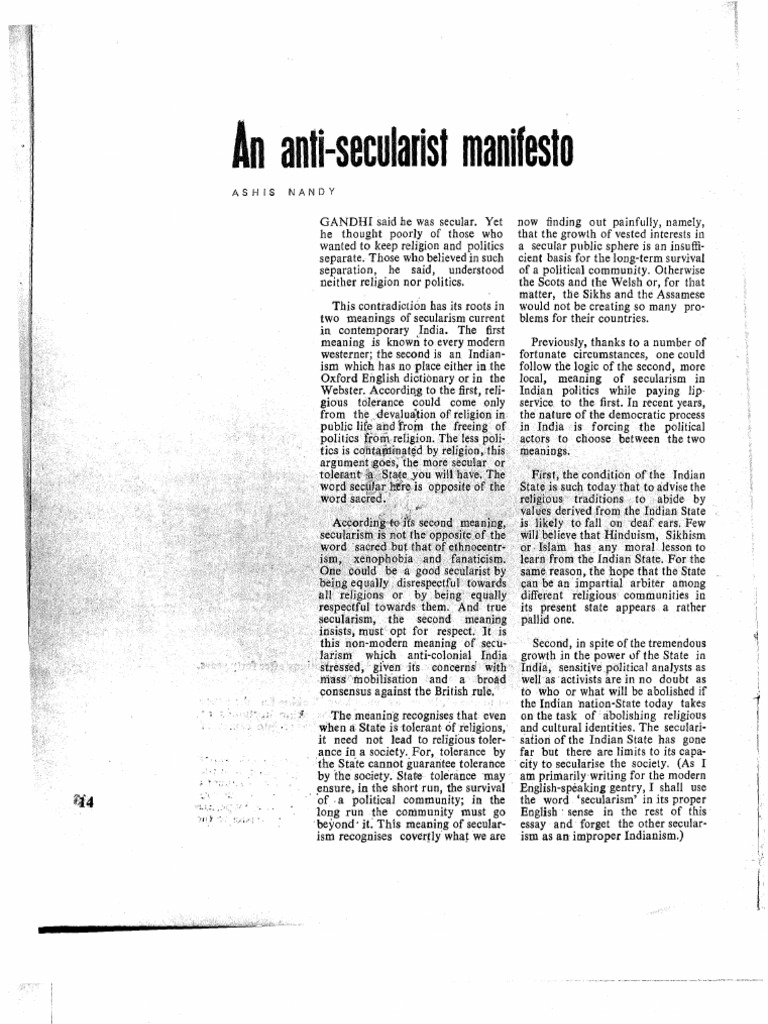 13188-An Anti Secularist Manifesto | PDF | Mahatma Gandhi | Secularism