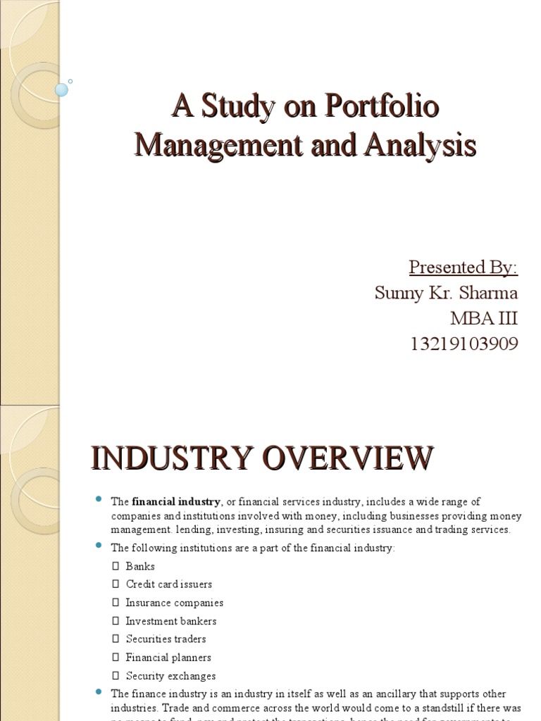 Portfolio Management Study Analysis | PDF | Banks | Securities (Finance)