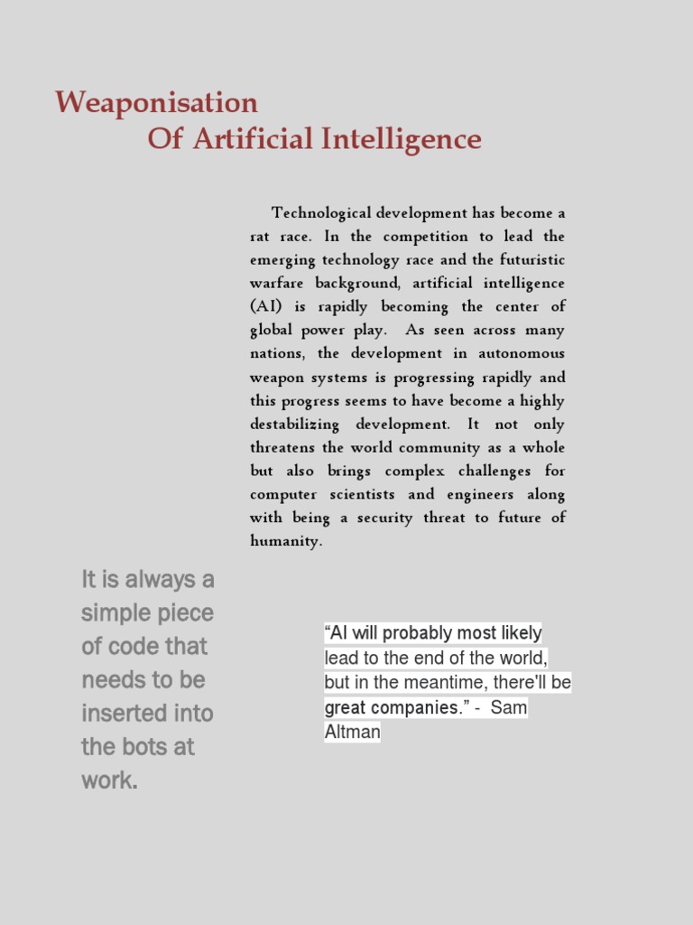 Weaponisation of Artificial Intelligence | PDF | Artificial ...