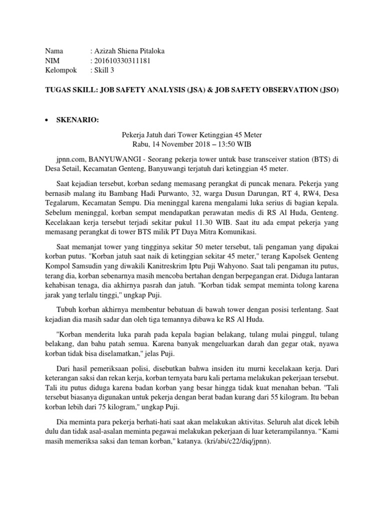 Tugas Skill JSA JSO | PDF